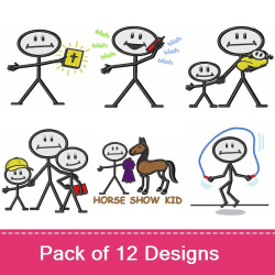 Stick Figure People Embroidery Designs | AnnTheGran.com