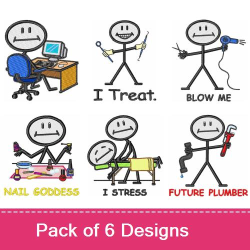 Stick Figure Occupations Embroidery Designs | AnnTheGran.com