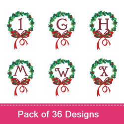 Christmas Wreath Font Embroidery Designs | AnnTheGran.com
