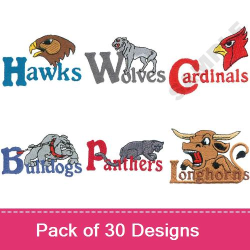 Mascot Pack 2 Embroidery Designs | AnnTheGran.com
