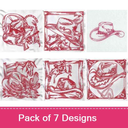 Country & Western Redwork Embroidery Designs | AnnTheGran.com