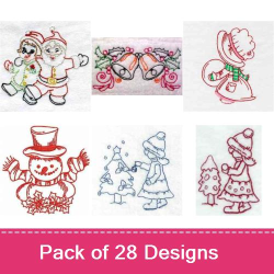 Joyous Christmas Redwork Embroidery Designs | AnnTheGran.com