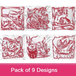 RedWork Western Embroidery Designs | AnnTheGran.com