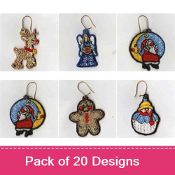 Mylar Holiday Earrings v2 Embroidery Designs | AnnTheGran.com