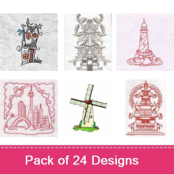 Buildings Embroidery Designs | AnnTheGran.com