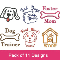 Pup Outlines Embroidery Designs | AnnTheGran.com