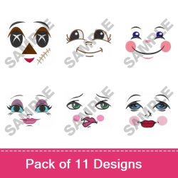 Cute Doll Faces Embroidery Designs | AnnTheGran.com