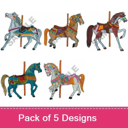 Carousel Horses Embroidery Designs | AnnTheGran.com