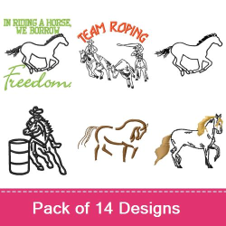 Rodeo Horse Outlines Embroidery Designs | AnnTheGran.com