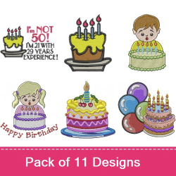 Happy Birthday Cakes! Embroidery Designs | AnnTheGran.com