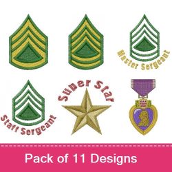 Military Ranks & Service Ribbons Embroidery Designs | AnnTheGran.com