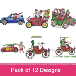 Santa & His Rides Embroidery Designs | AnnTheGran.com
