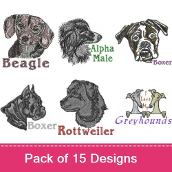 Pure Bred Dog Breeds Embroidery Designs | AnnTheGran.com