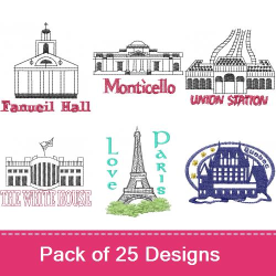 Buildings 3 Embroidery Designs | AnnTheGran.com