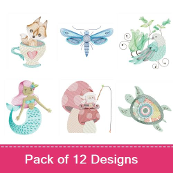 Ripple Animals and Mermaids Pack Embroidery Designs | AnnTheGran.com