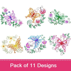 Rippled Butterflies Embroidery Designs | AnnTheGran.com