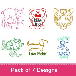 Adorable Animal Outlines Embroidery Designs | AnnTheGran.com