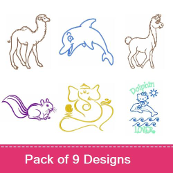 Animals In Outline Embroidery Designs | AnnTheGran.com