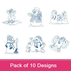 Bluework Snowmen Embroidery Designs | AnnTheGran.com