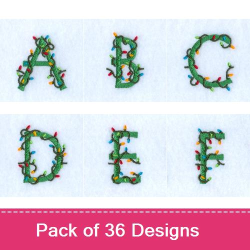 Christmas Lights Alphabet Embroidery Designs | AnnTheGran.com