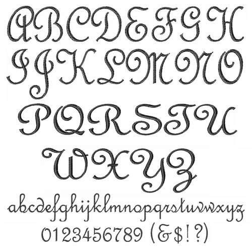 Styles Embroidery Font: French Script Alphabet from Embroidery Patterns