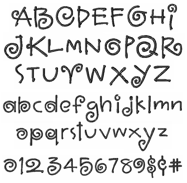 Tutu Curly Font Embroidery Font | AnnTheGran