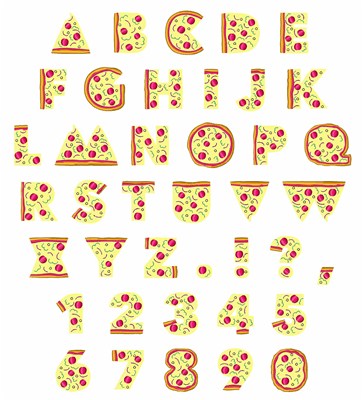 PIZZA FUN FONT Embroidery Font | AnnTheGran