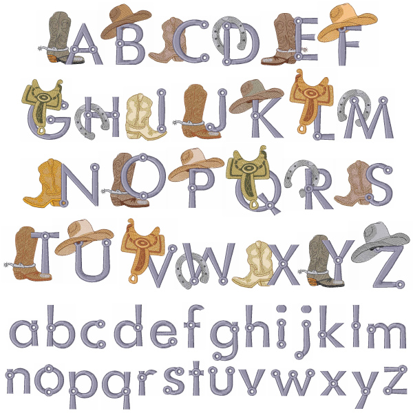 Home Format Fonts Embroidery Font: Cowboy Alphabet from Great Notions