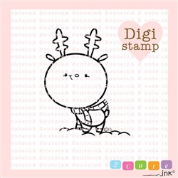 Little Reindeer Digital Stamp Line Art for Card Making Vector ...