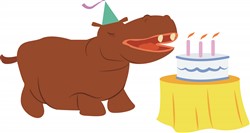 Happy Birthday Hippo! Vector Illustration | AnnTheGran.com
