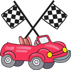 RACING FLAGS AND CAR Vector Illustration | AnnTheGran.com
