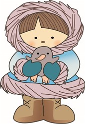 ESKIMO WITH PENGUIN Vector Illustration | AnnTheGran.com