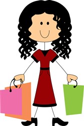 STICK FIGURE SHOPPING Vector Illustration | AnnTheGran.com