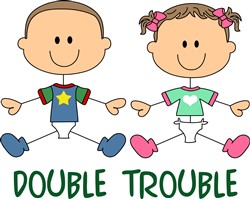 TWINS DOUBLE TROUBLE Vector Illustration | AnnTheGran.com