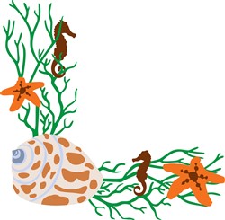 SEA LIFE CORNER BORDER Vector Illustration | AnnTheGran.com
