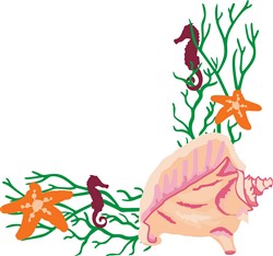 SEA LIFE CORNER BORDER Vector Illustration | AnnTheGran.com