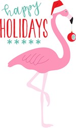 Happy Holidays Flamingo Vector Illustration | AnnTheGran.com