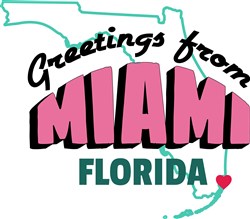 Miami Greetings Vector Illustration | AnnTheGran.com