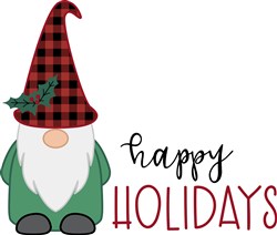 Happy Holidays Gnome Vector Illustration | AnnTheGran.com