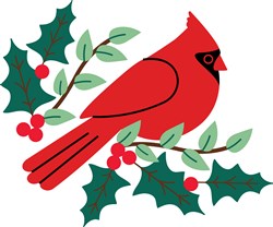Christmas Cardinal & Holly Vector Illustration | AnnTheGran.com