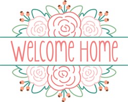 Welcome Home Floral Outline Vector Illustration | AnnTheGran.com