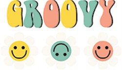 Retro Daisy Smiley Face Border Groovy Vector Illustration | AnnTheGran.com