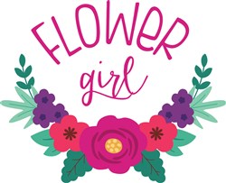 Colorful Flower Border Wedding Girl Vector Illustration | AnnTheGran.com