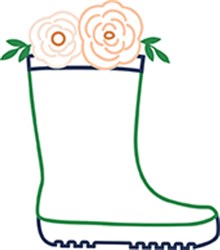 Rain Boot Flowers Outline Vector Illustration | AnnTheGran.com