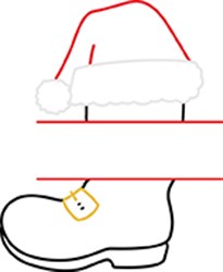 Santa Claus Boot Outline Name Split Vector Illustration | AnnTheGran.com