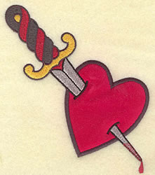 Dagger in Heart Applique Embroidery Design | AnnTheGran.com