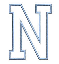 College Block Outline N Embroidery Design | AnnTheGran.com