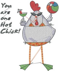 Beach Chicken Embroidery Design | AnnTheGran.com