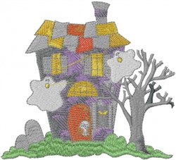 Haunted House Embroidery Design | AnnTheGran.com