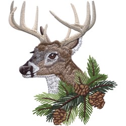 Pine Bough Buck Embroidery Design | AnnTheGran.com